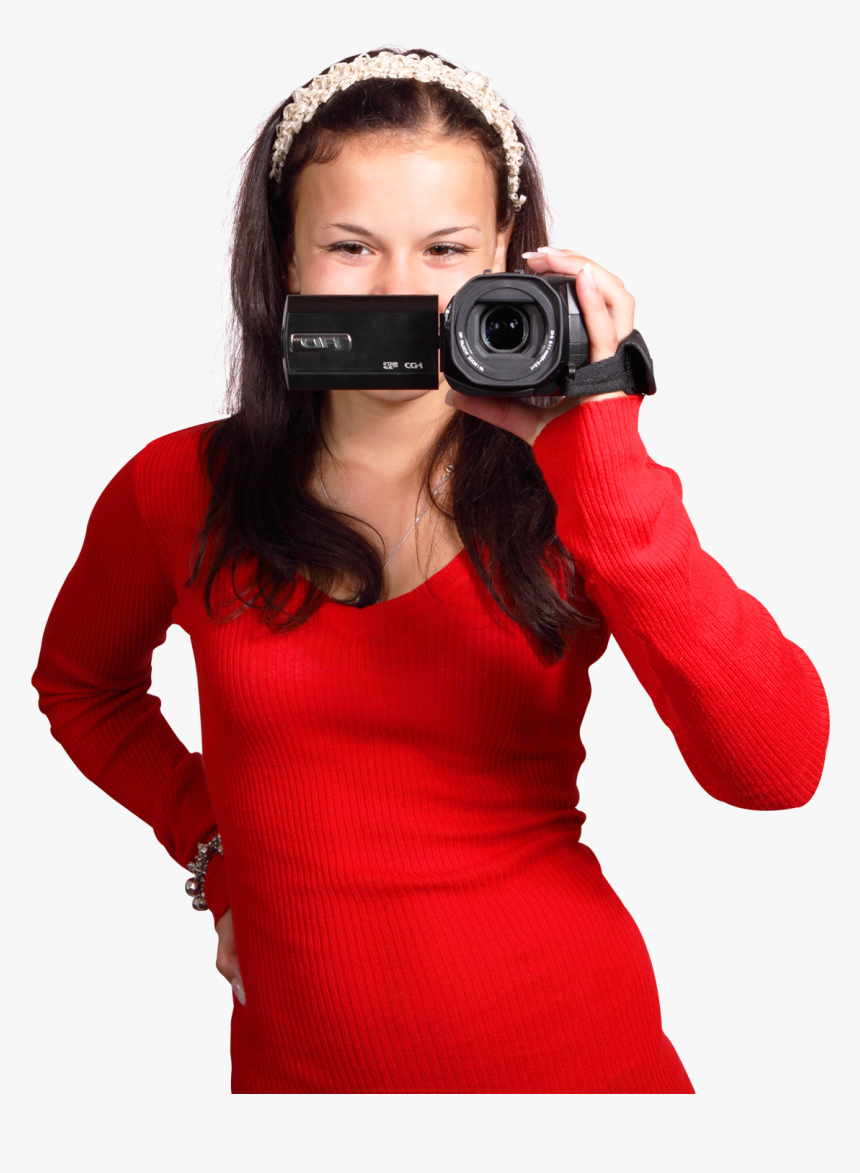 Girl Filming With Digital Camcorder Png Image - Video Camera With Girls ...