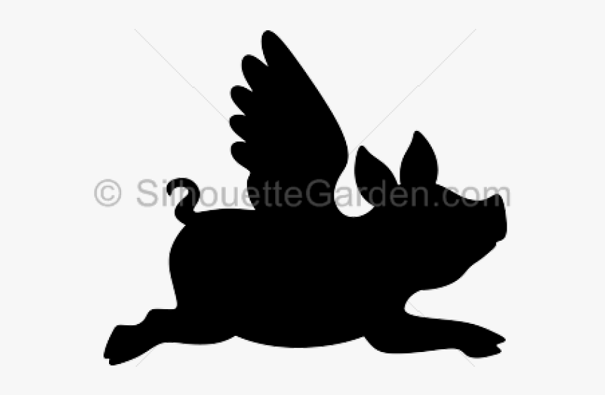 Pig Silhouette - Flying Pig Silhouette, HD Png Download , Transparent ...