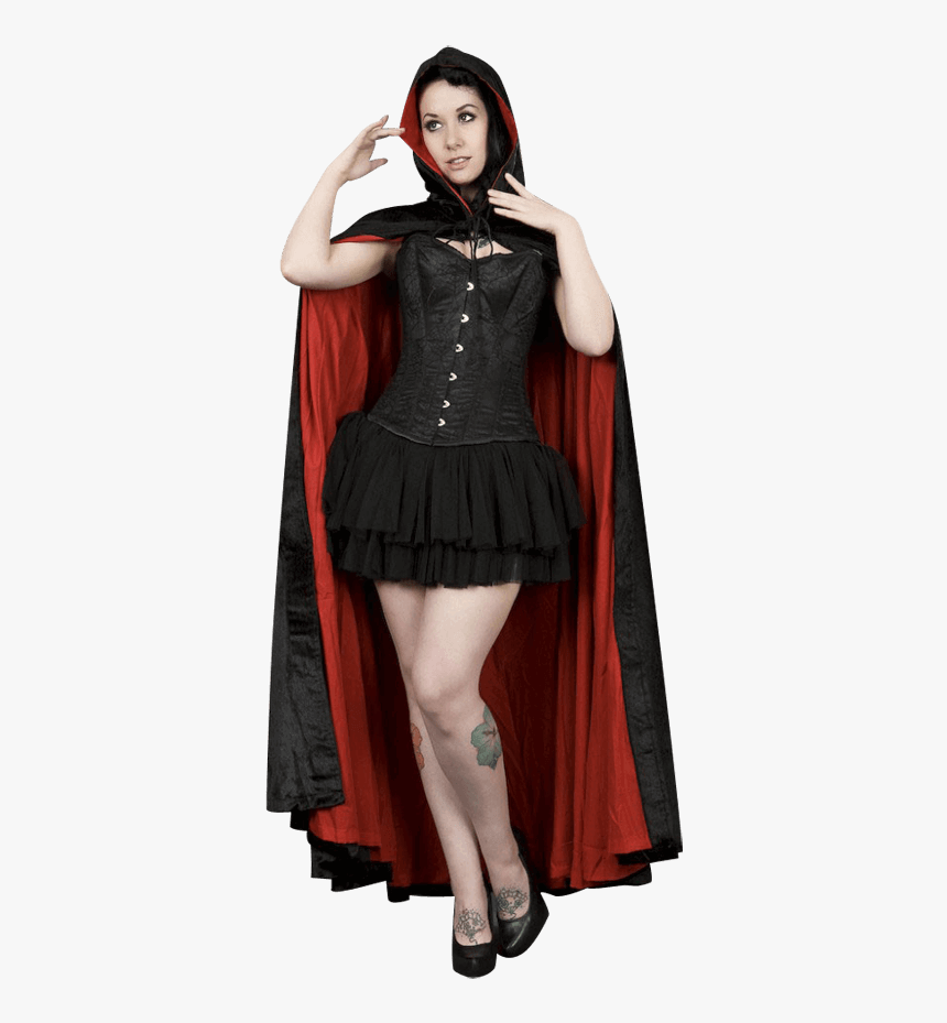 Black And Red Velvet Hooded Cape - Cape, HD Png Download , Transparent ...