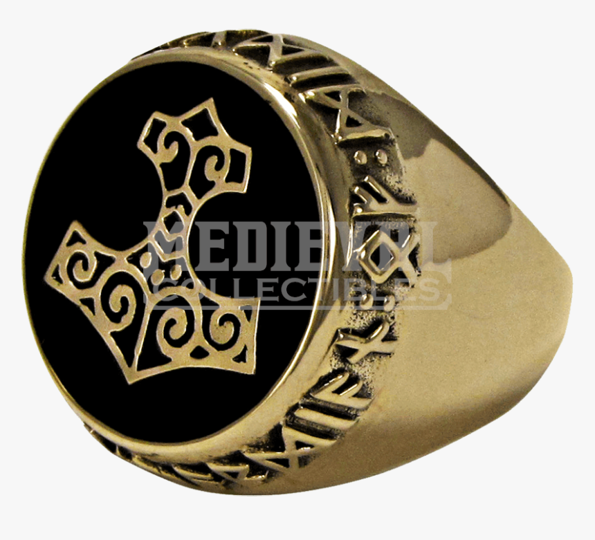 Runic Thor Hammer - Thors Hammer Ring, HD Png Download , Transparent ...