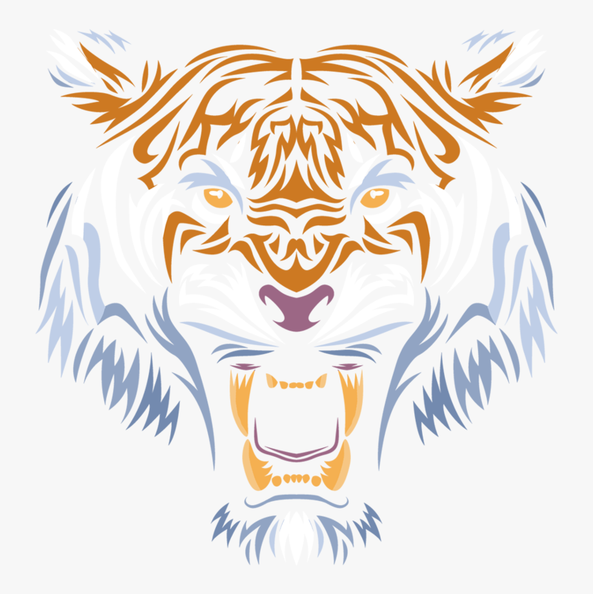 Colored Tiger Head Tribal, HD Png Download , Transparent Png Image ...