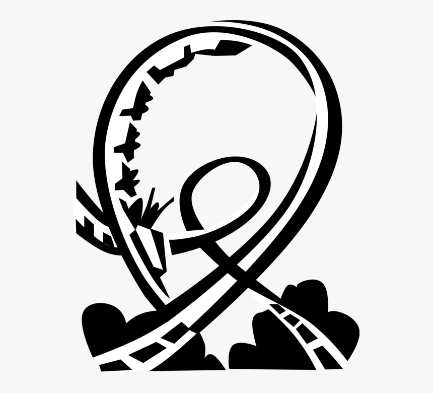 Transparent Roller Coaster Clip Art - Roller Coaster Vector Black And ...