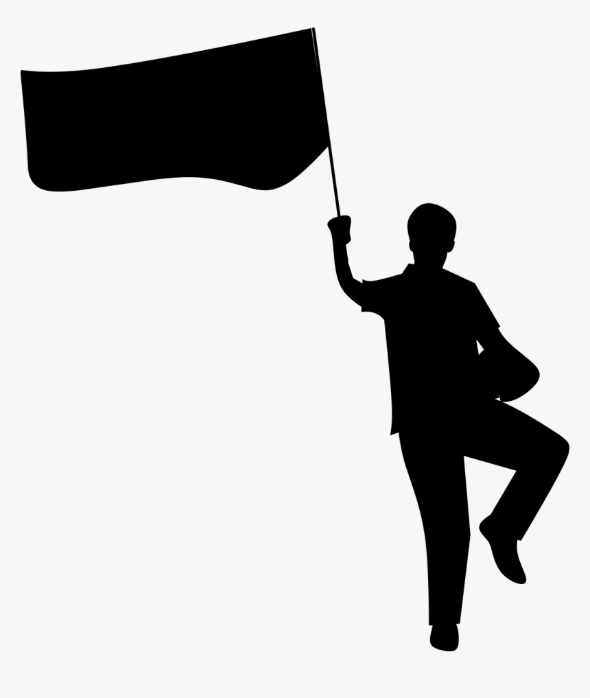 Silhouette Man People - Shadow Man With Flag, HD Png Download ...