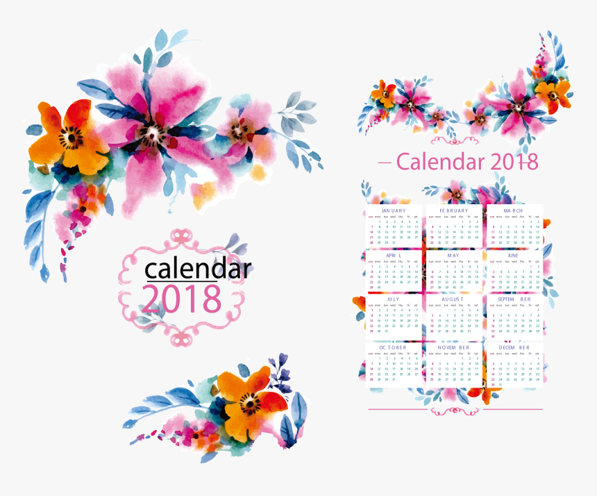 Flower Calendar For 2018, HD Png Download , Transparent Png Image - PNGitem
