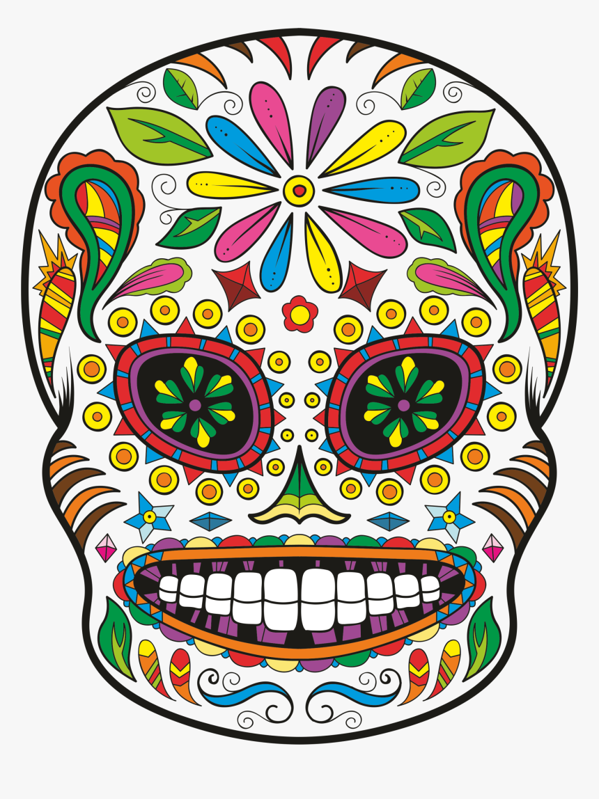 Calavera Day Of The Dead Skull Sticker Decal - Colorful Sugar Skull ...