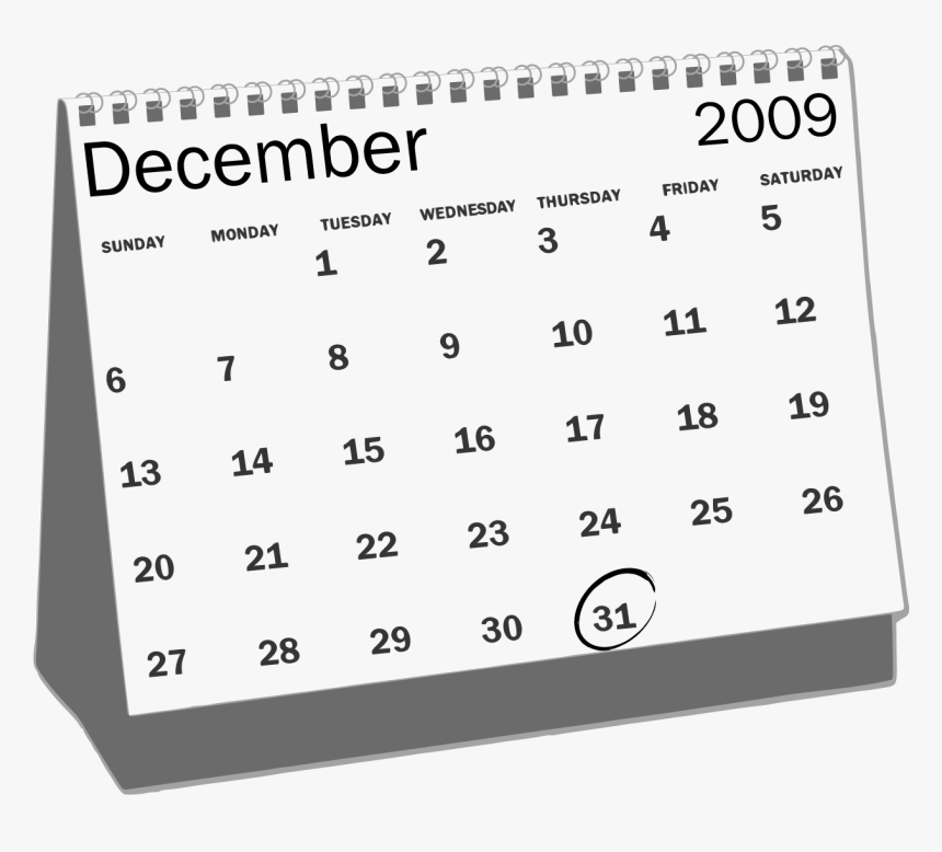 December Calendar Clipart Black And White, HD Png Download ...