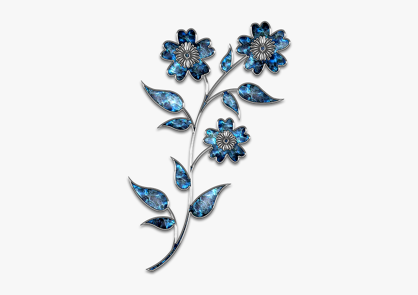 Decor, Ornament, Jewelry, Flower, Blue, Silver - Flower Silhouette ...