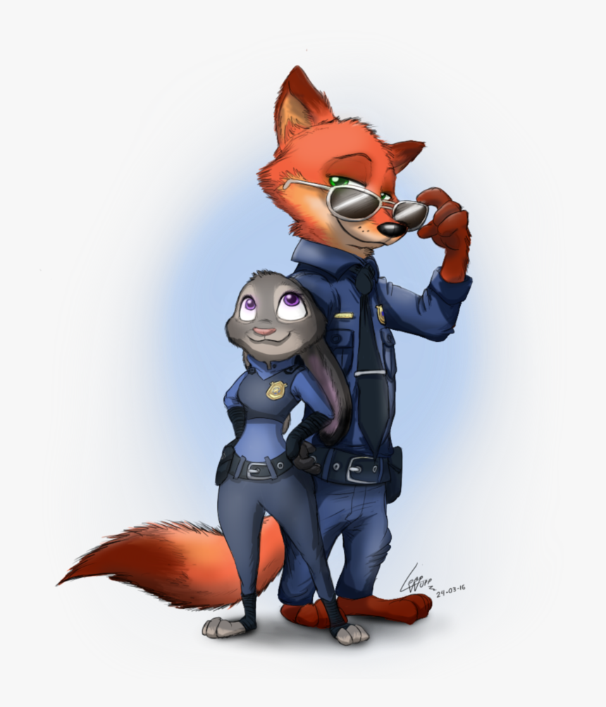 Draw Zootopia Nick As A Police, HD Png Download , Transparent Png Image ...