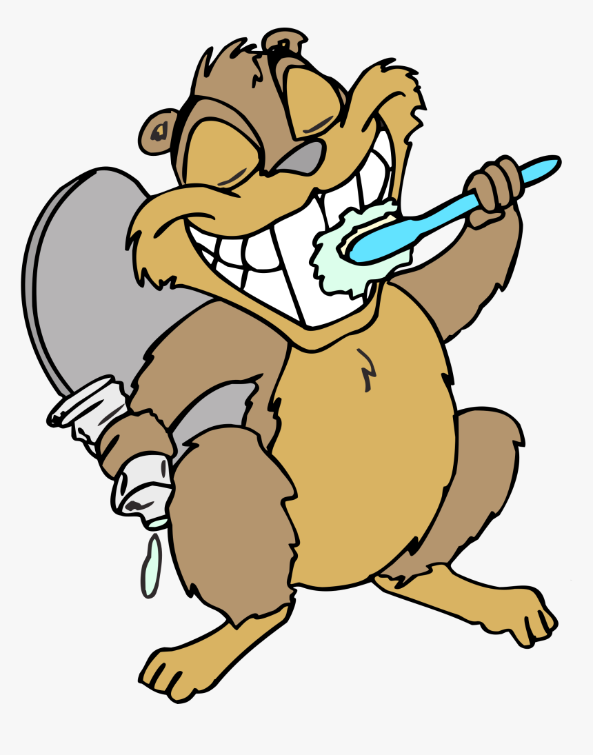 Beaver Teeth Cartoon Clipart , Png Download - Beaver Brushing Teeth ...