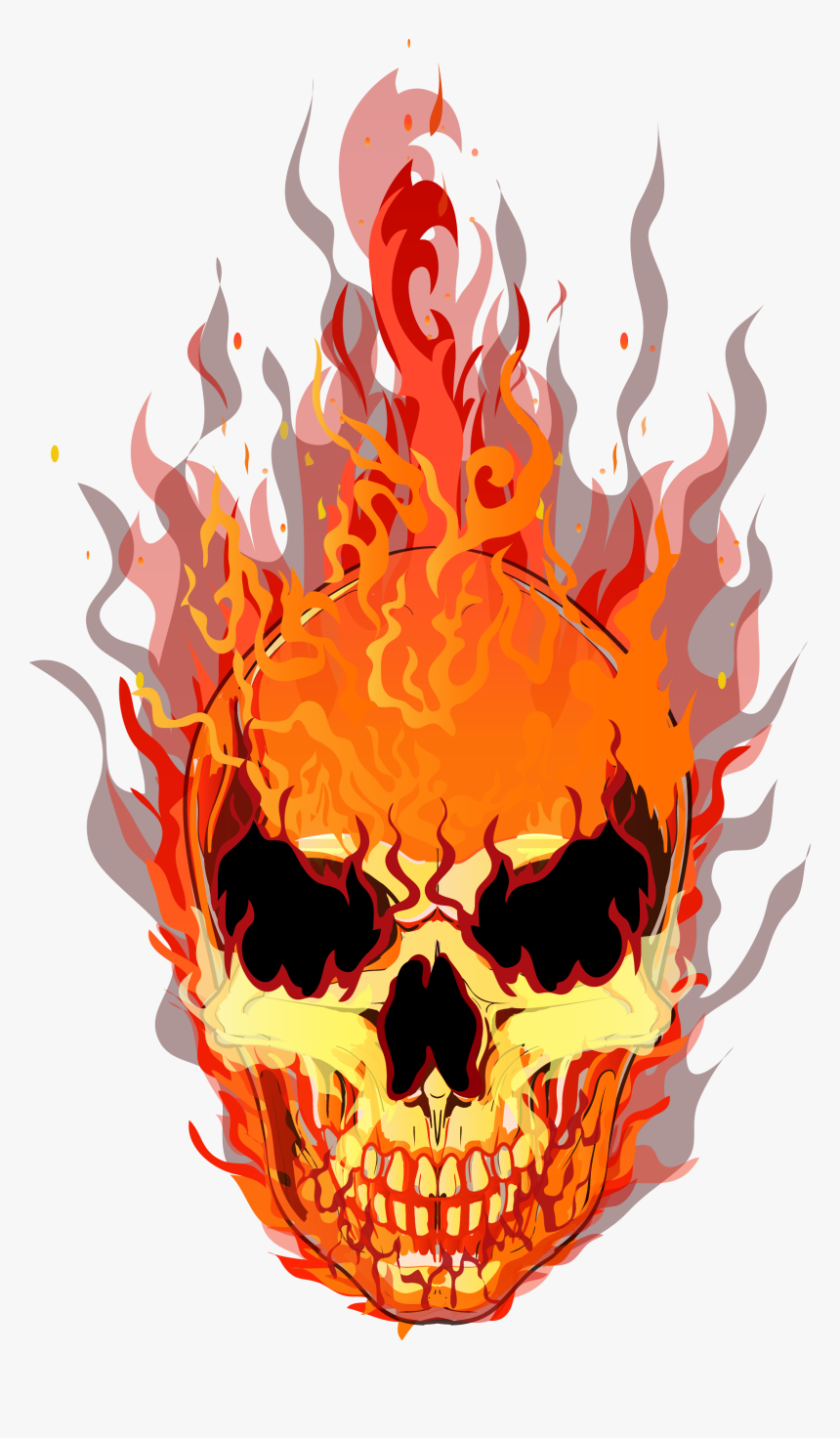 Skull T-shirt Fire Flame - Fire Skeleton Logo Png, Transparent Png ...
