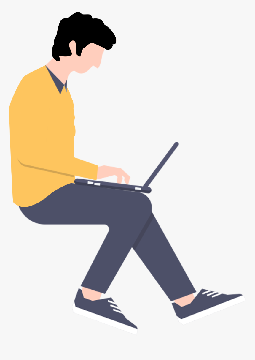 Play Computer Boy Yellow Original Png And Psd - Cartoon Boy Using ...