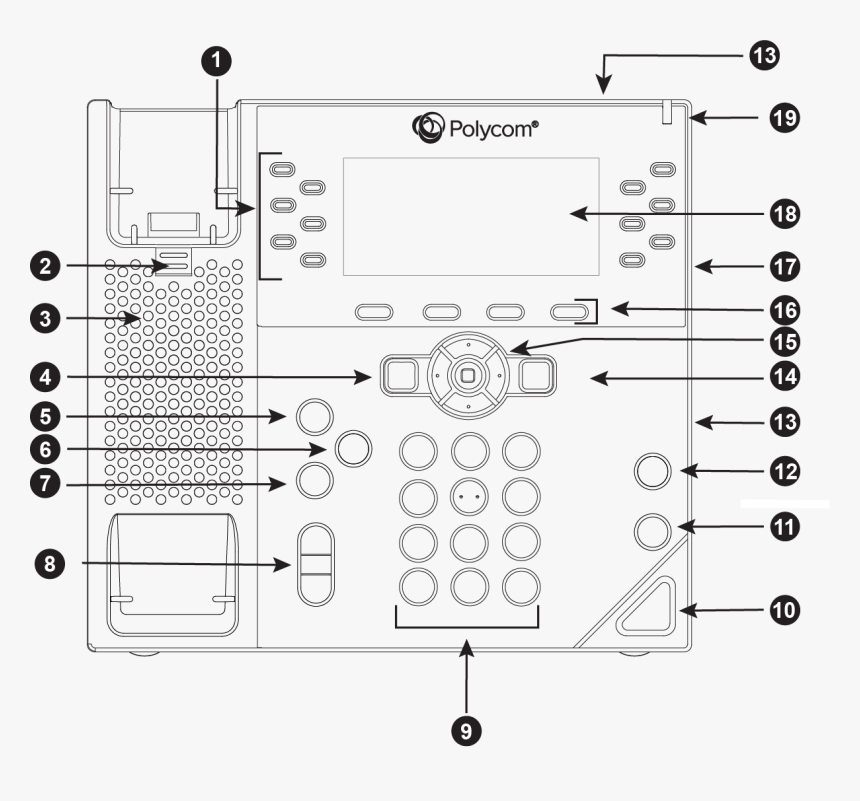 Line Drawing Of The Vvx 450 Business Ip Phone With - Polycom Vvx 450 ...