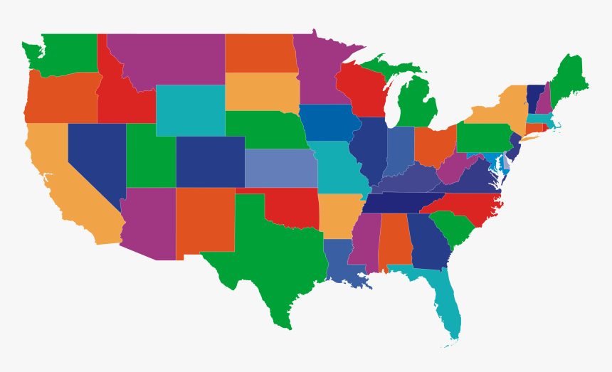 Usa Map Png - Colorful Blank Us Map, Transparent Png , Transparent Png ...
