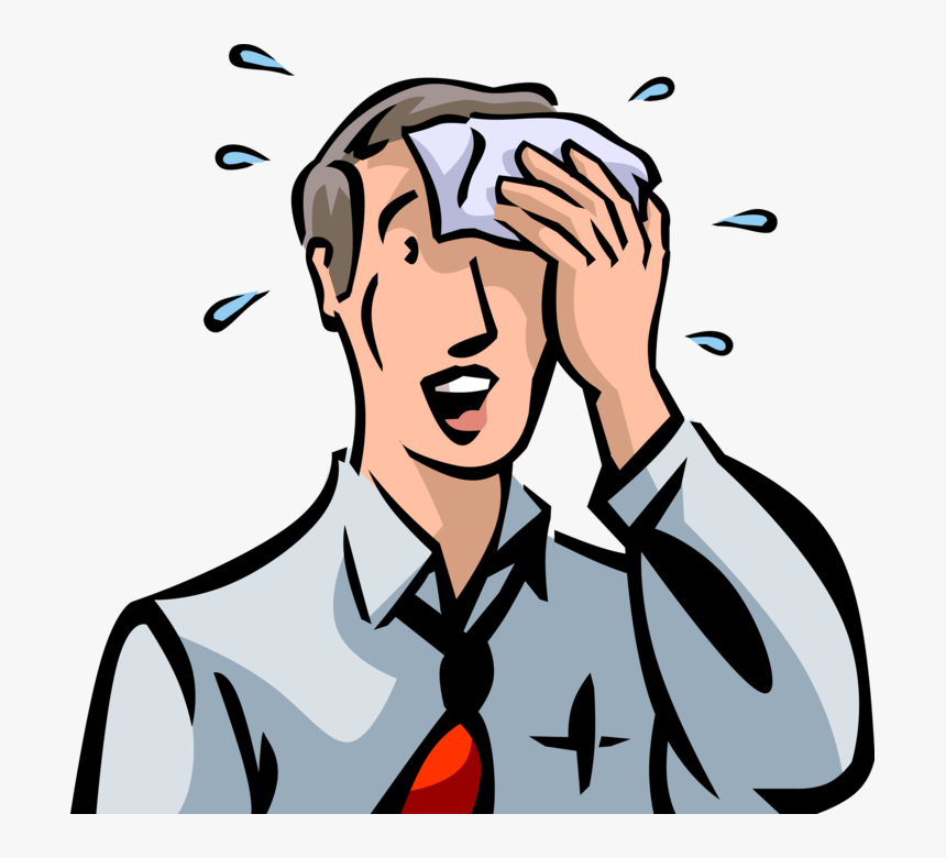 Vector Illustration Of Exhausted Businessman Wipes - Wiping Sweat From ...