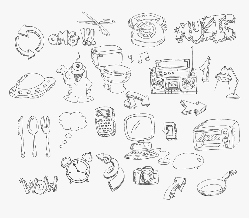 Black And White Drawing Sketch - Daily Necessities Of Human, HD Png ...