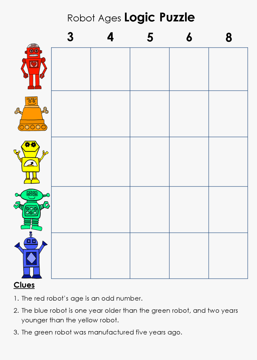Logic Robot School Age Activities Pinterest - Robot Ages Logic Puzzle ...