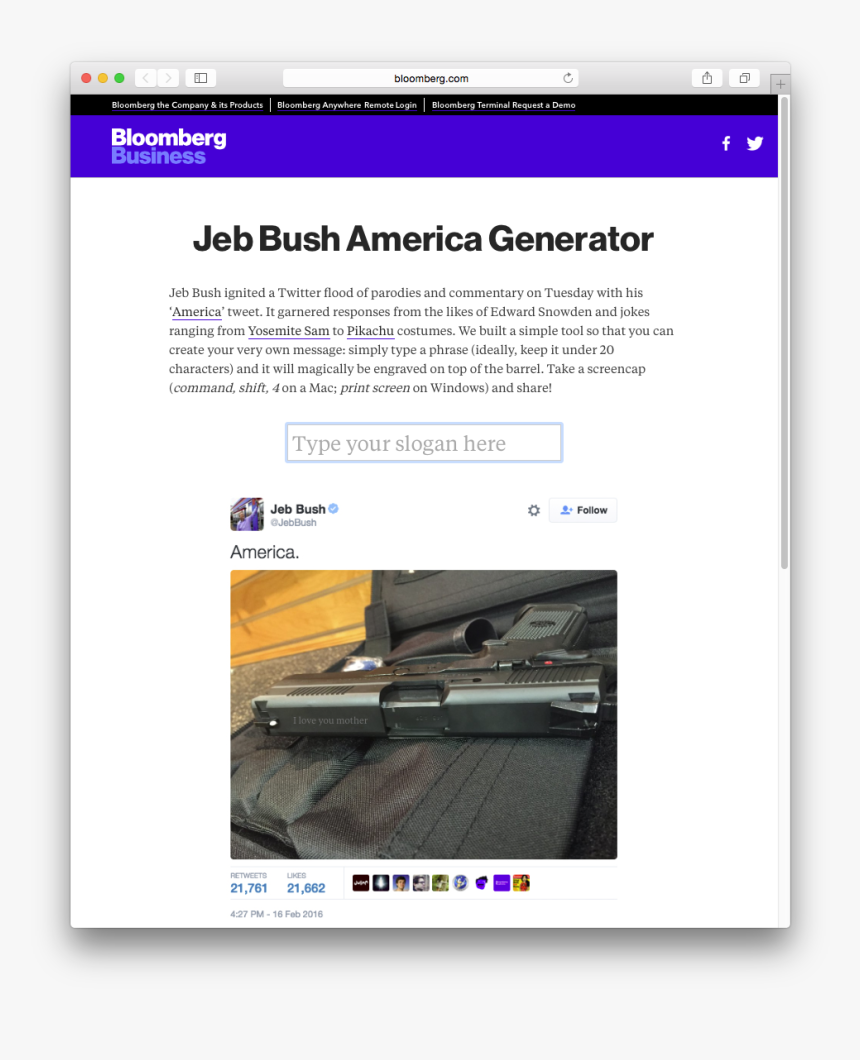 Jeb Bush Gun, HD Png Download , Transparent Png Image - PNGitem