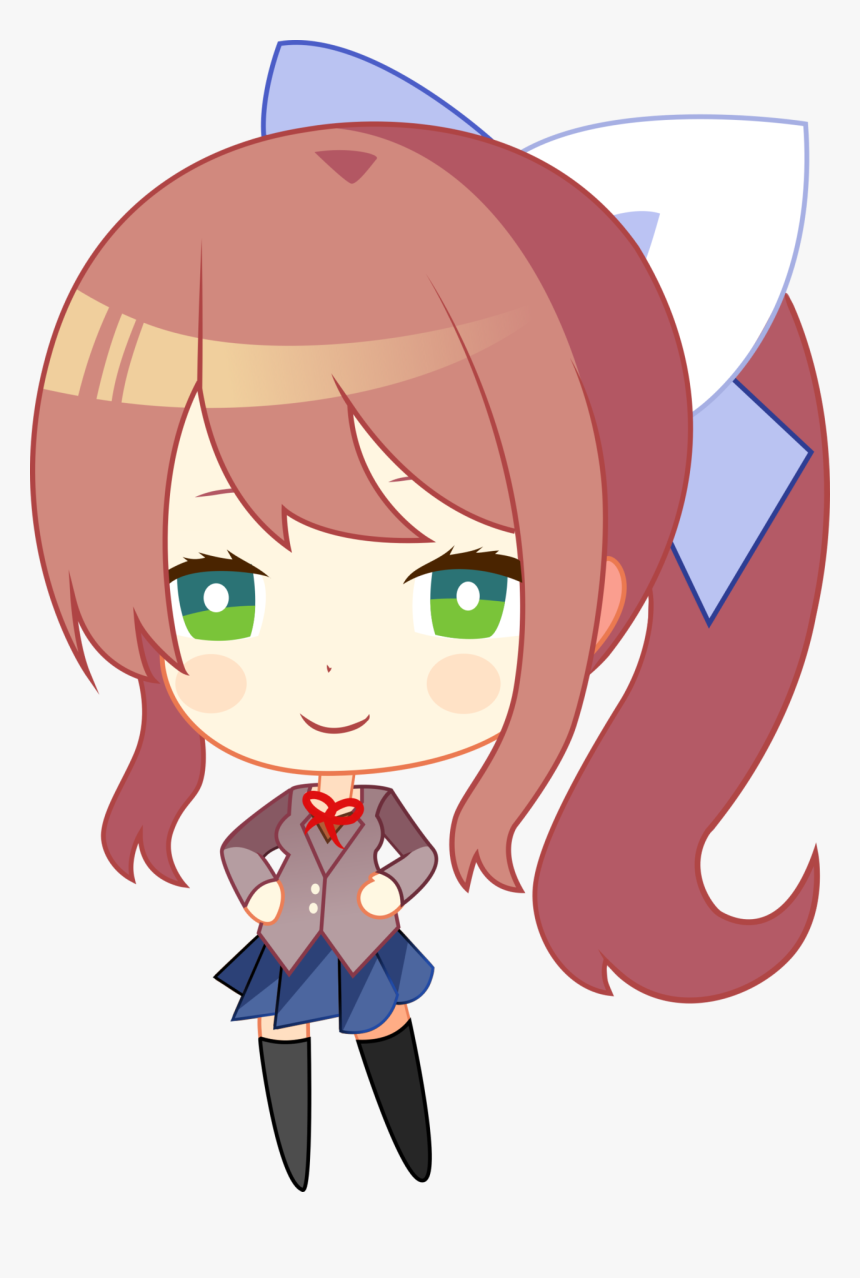 Monika On Scratch - Doki Doki Literature Club Chibi, HD Png Download , Transparent Png Image ...