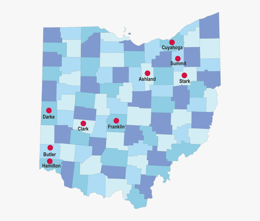 Spark Locations - County Map Of Ohio, HD Png Download , Transparent Png ...