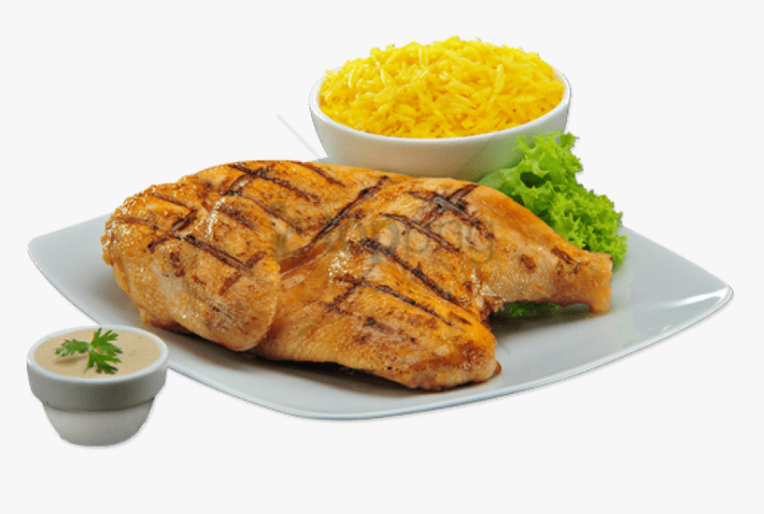 Chicken And Chips - Half Chicken With Rice, HD Png Download ...