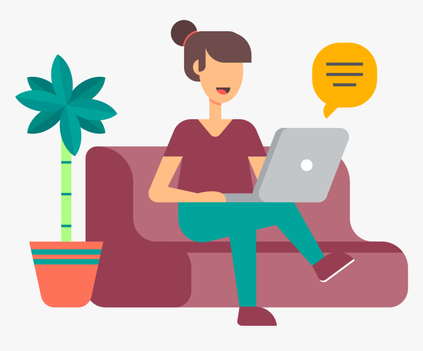 Vector Color Cartoon Playing Computer Girl - Girl Play Computer ...