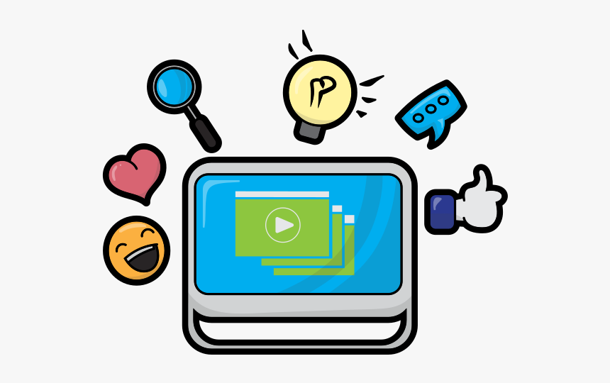 Cartoon Computer With Access To Social Media Sites, HD Png Download ...