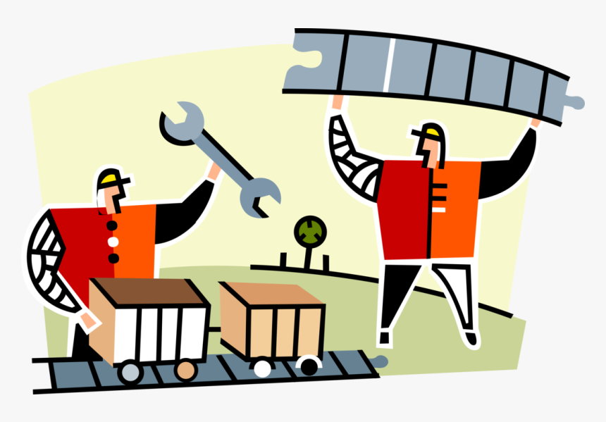 Vector Illustration Of Railway Construction Workers - Railway Worker ...