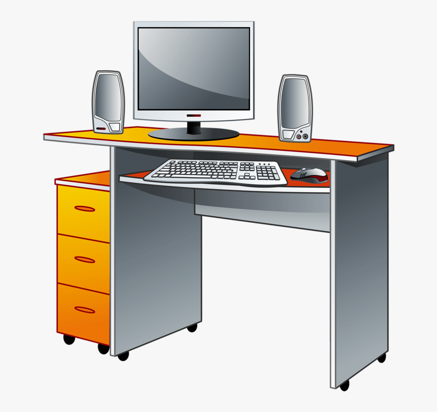 Drawing Computers Desk - Office Vector, HD Png Download , Transparent ...