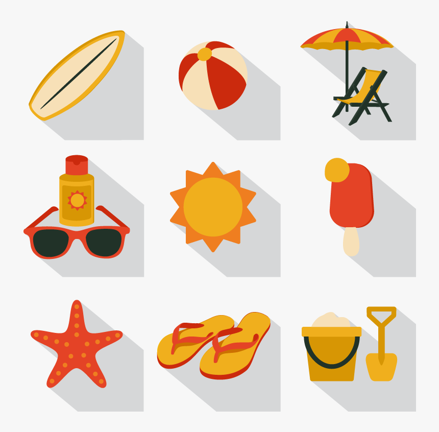 Vector Elements 9 Square Icon Vector Summer Vacation - Vector Graphics ...