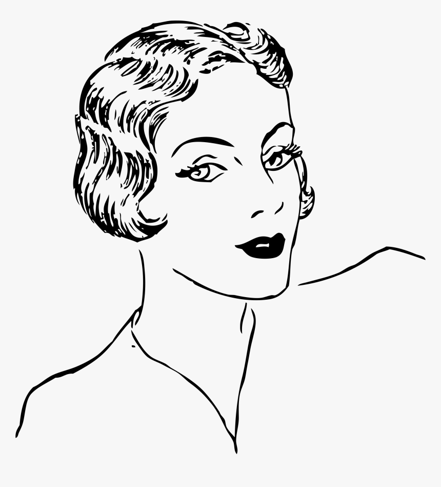 Woman S Bob Haircut 2 Clip Arts - Cartoon Lady Black And White, HD Png ...