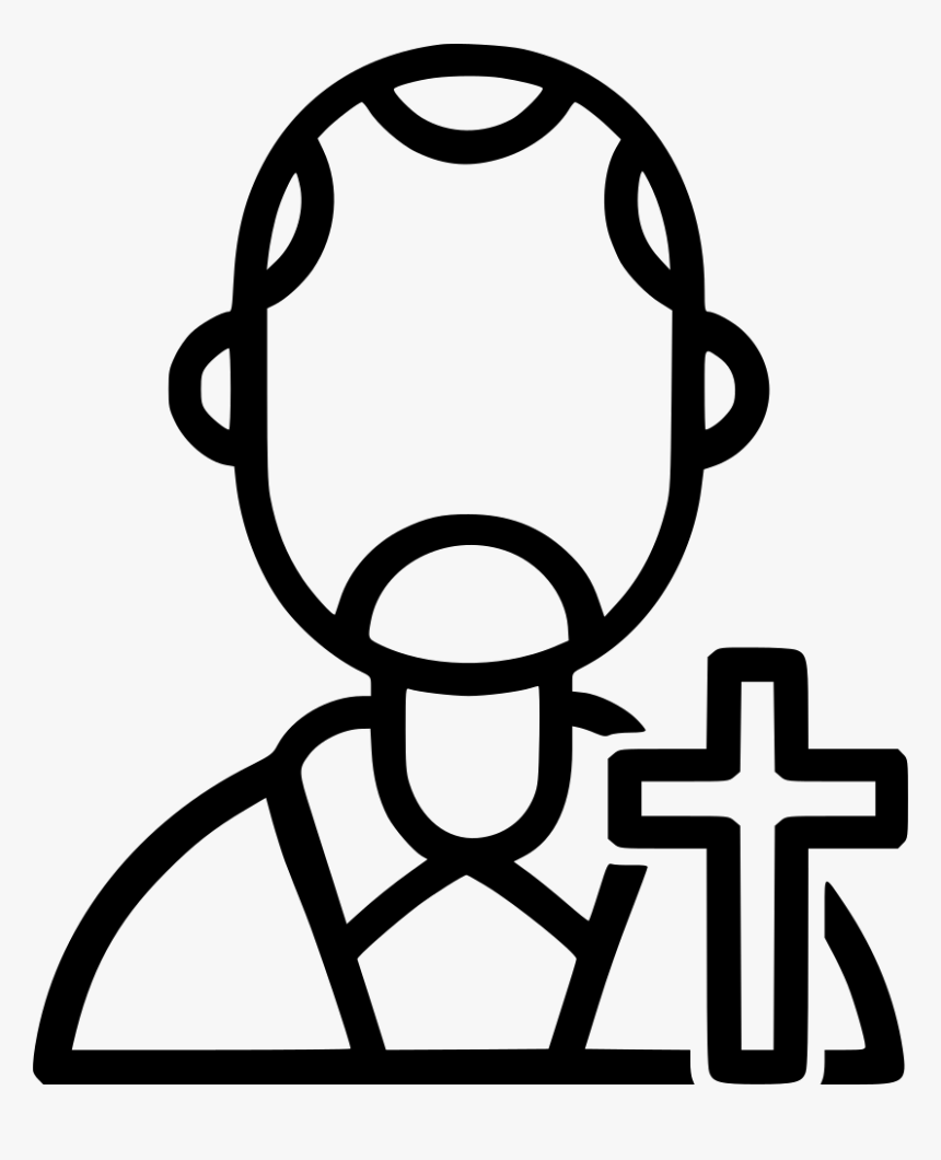Church Padri Father Cross Christ Jesus - Black And White Clip Art Of ...