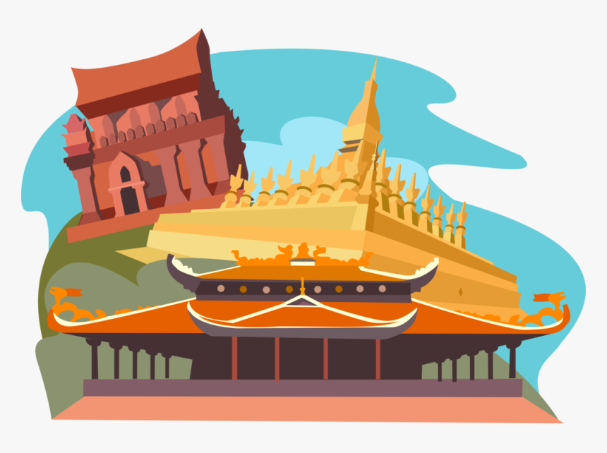 Vector Illustration Of Pha That Luang, Vientiane, Laos, - Vietnam ...