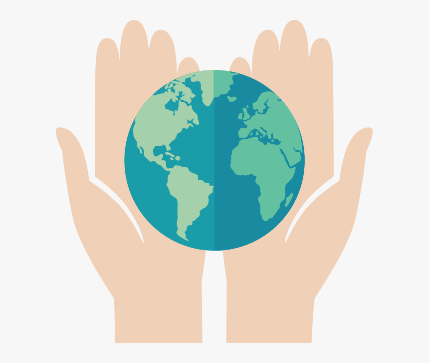 Hands Holding Earth - World Map Outline With Ocean, HD Png Download ...