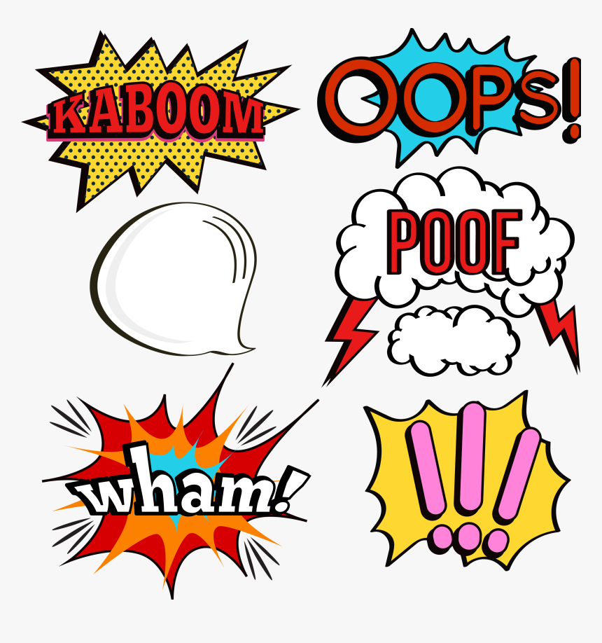 Clip Art Comics Cloud Dialog - Colorful Onomatopoeia, HD Png Download ...