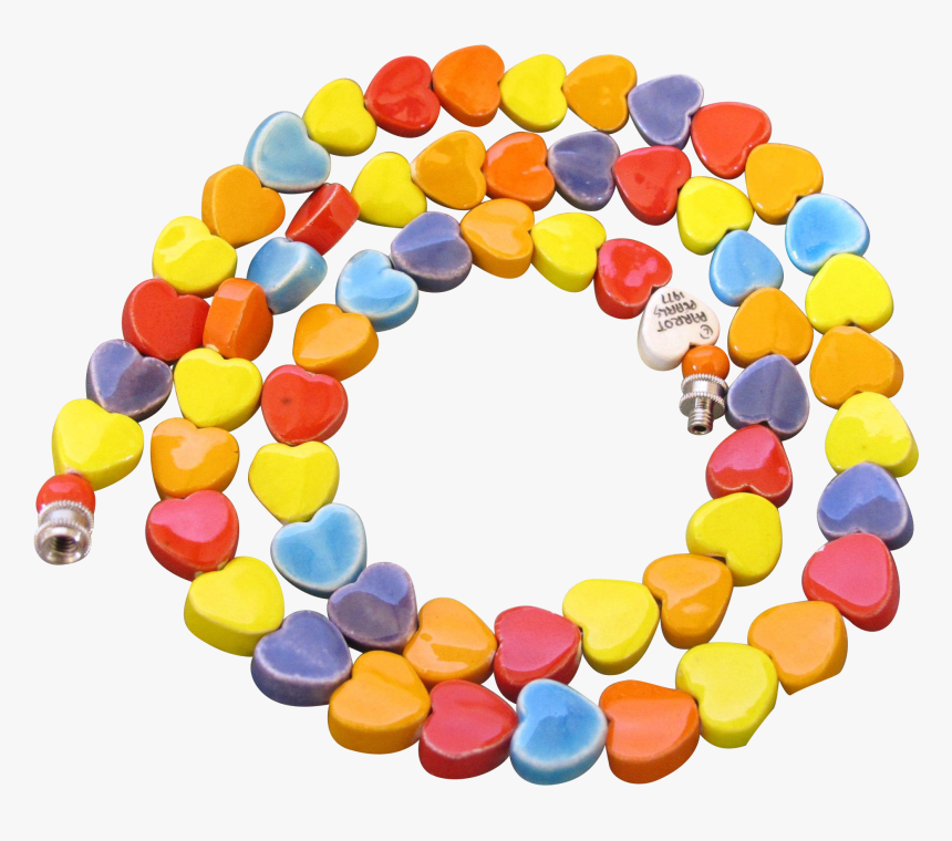 Vintage Parrot Pearls Candy Hearts Ceramic Necklace - Circle, HD Png ...