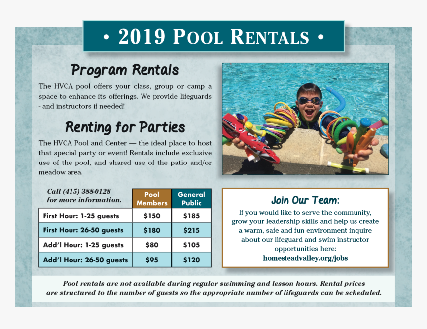 Pool Rental Rate Sheet, HD Png Download , Transparent Png Image - PNGitem