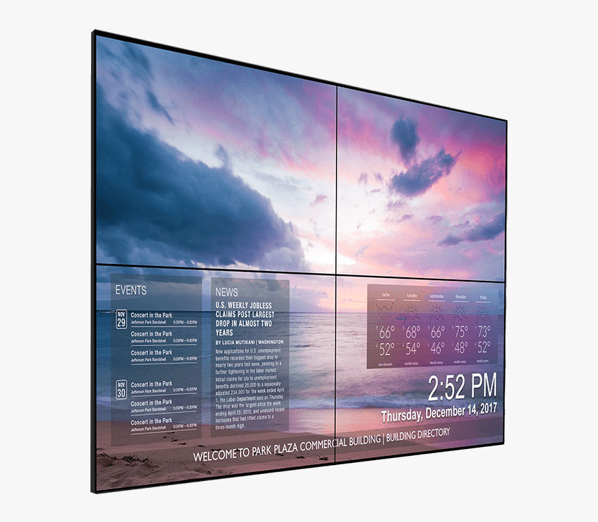 Multi-screen Video Wall - Flat Panel Display, HD Png Download ...