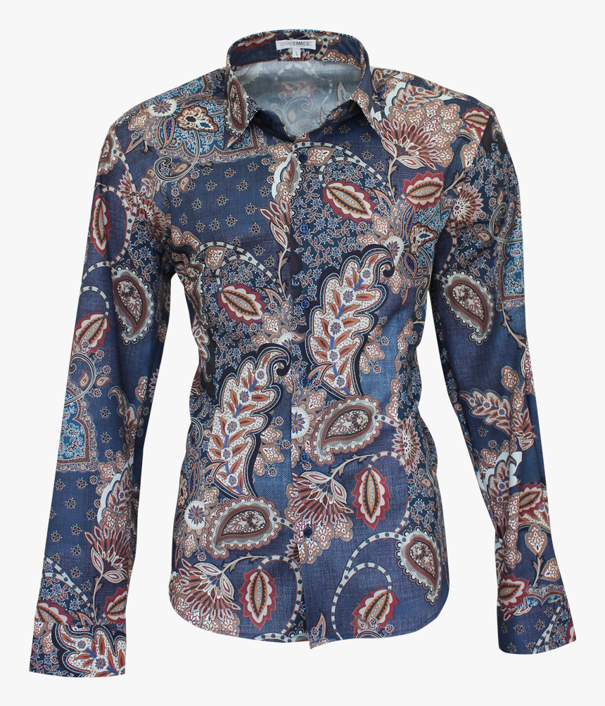 Shirt In Denim Color With Fancy Pattern - Fancy Shirt Png, Transparent ...