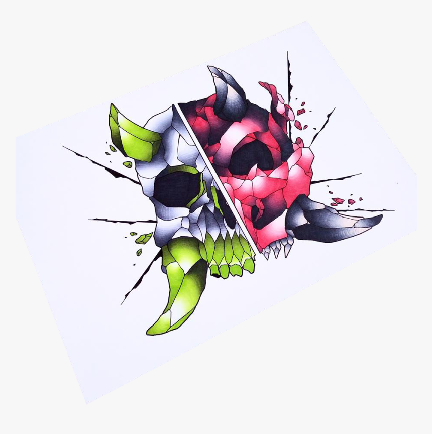 Half Skull // Half Oni - Illustration, HD Png Download , Transparent ...