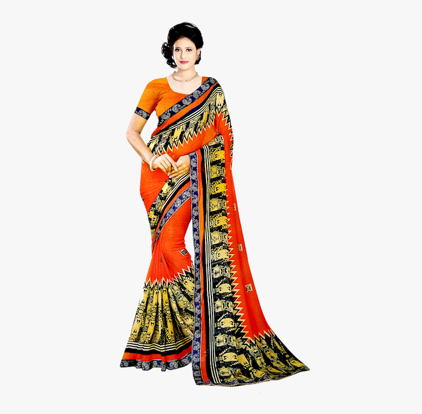 Transparent Silk Saree Png - Saree With Blouse Png, Png Download ...