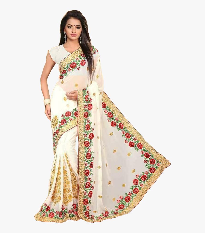 White Saree, HD Png Download , Transparent Png Image - PNGitem
