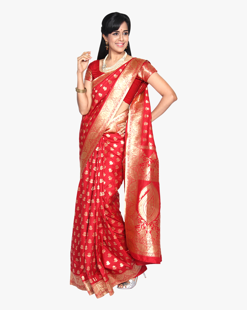 Red Banarasi Saree Price, HD Png Download , Transparent Png Image - PNGitem