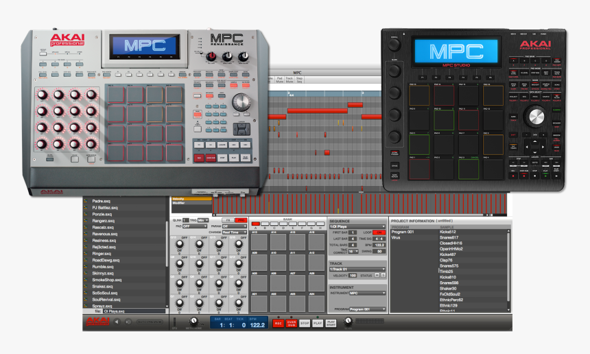 Akai Mpc All Main Black - Mpc Renaissance Mpc Studio, HD Png Download ...
