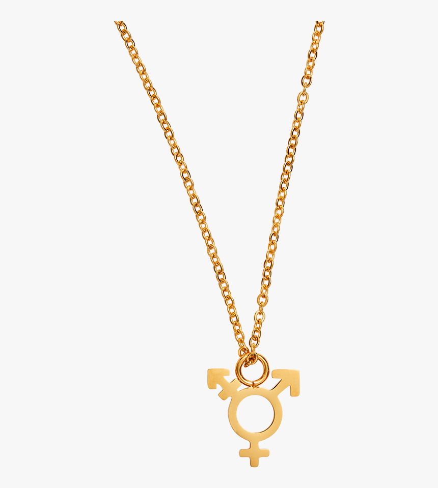 Gold Necklace With Transgender Symbol Charm - Chain, HD Png Download ...