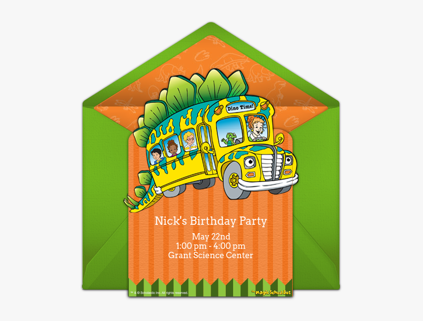 Magic School Bus Birthday Invitation, HD Png Download , Transparent Png ...