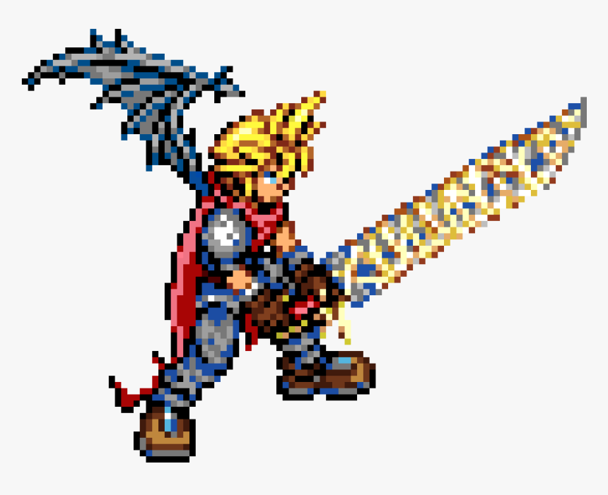 Cloud Kingdom Hearts - Cloud Strife 8 Bit, HD Png Download , Transparent Png Image - PNGitem