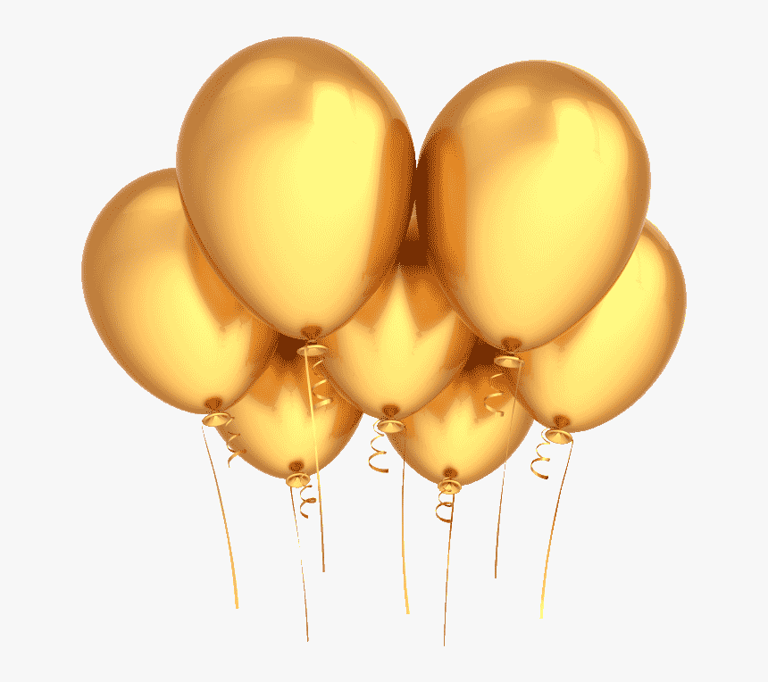 Balloon Vector Gold - Transparent Background Golden Balloons Png, Png ...