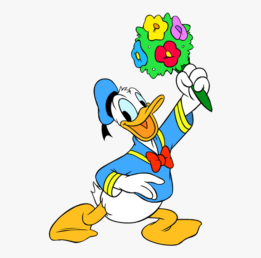 Daisy Duck Flower Clipart - Donald Duck With Flowers, HD Png Download ...