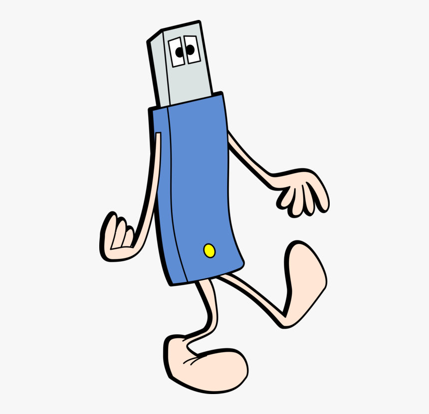 Usb Stick, Legs, Walking, Cartoon, Flash Drive - Usb Cartoon Png ...