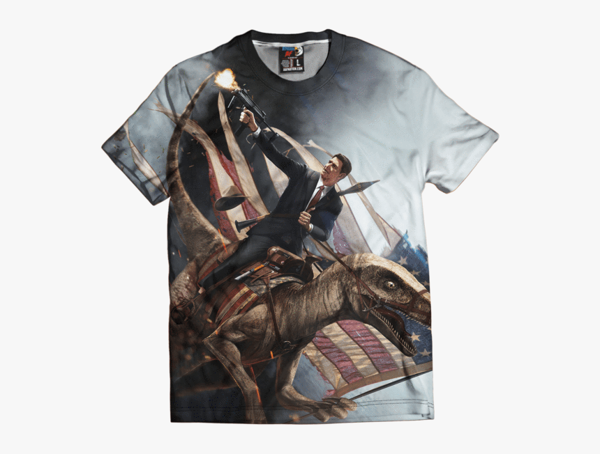 Ronald Reagan Riding A Velociraptor 1920x1080